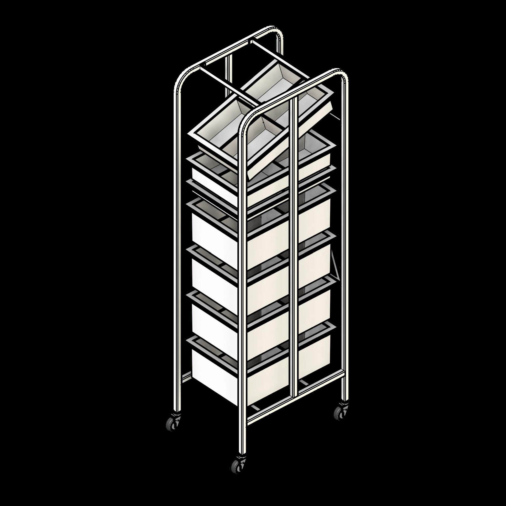 Medical Rack 1 Column 7 Baskets High | Revit Family Models Ready to Use